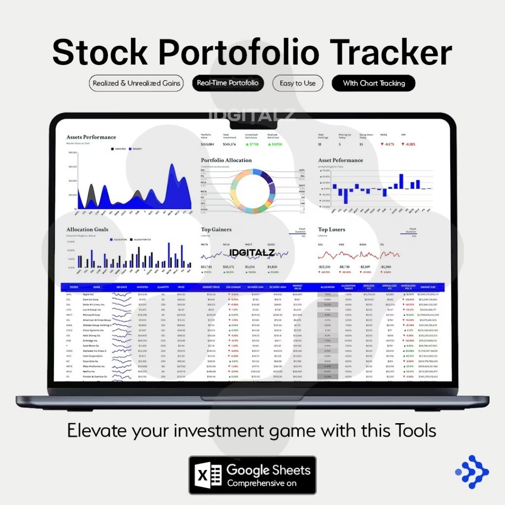Jual [T072] Stock Portfolio Tracker Saham Template Google Sheets Spreadsheet Excel - Solusi ...