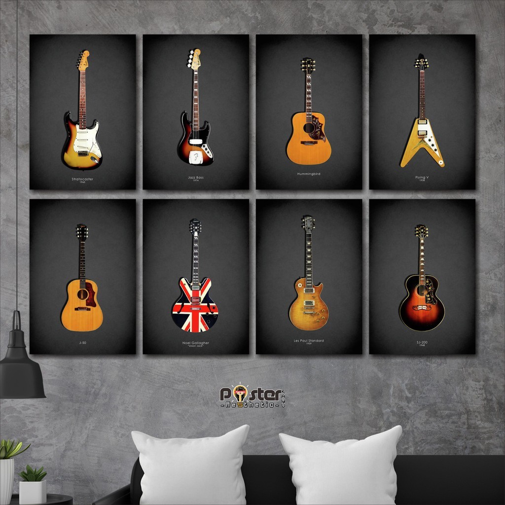 Jual Poster vintage music alat music guitar classic gitar electric ...