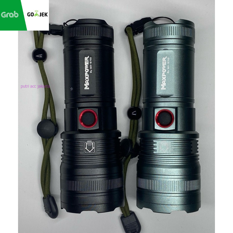 Jual senter super terang MX-B702 zoom in zoom out 2000 lumens bisa cas ...