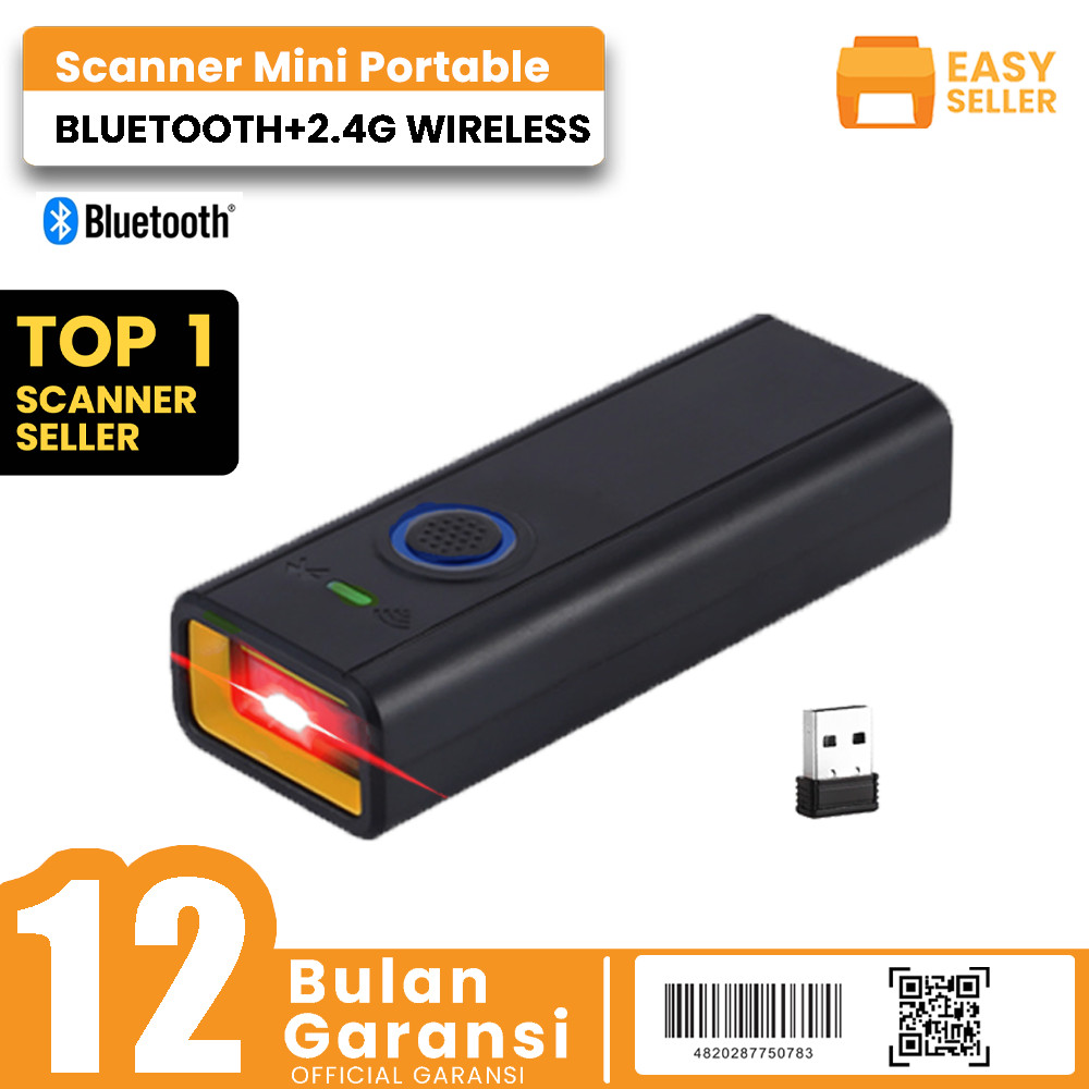Jual Barcode Scanner Mini Portable 2D&1D Bluetooth Wireless QR Code ...