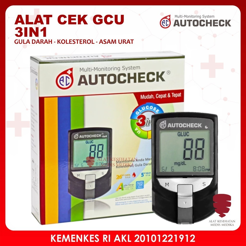 Jual Autocheck GCU Alat Multi-monitoring Cek Gula Kolesterol Asam Urat ...