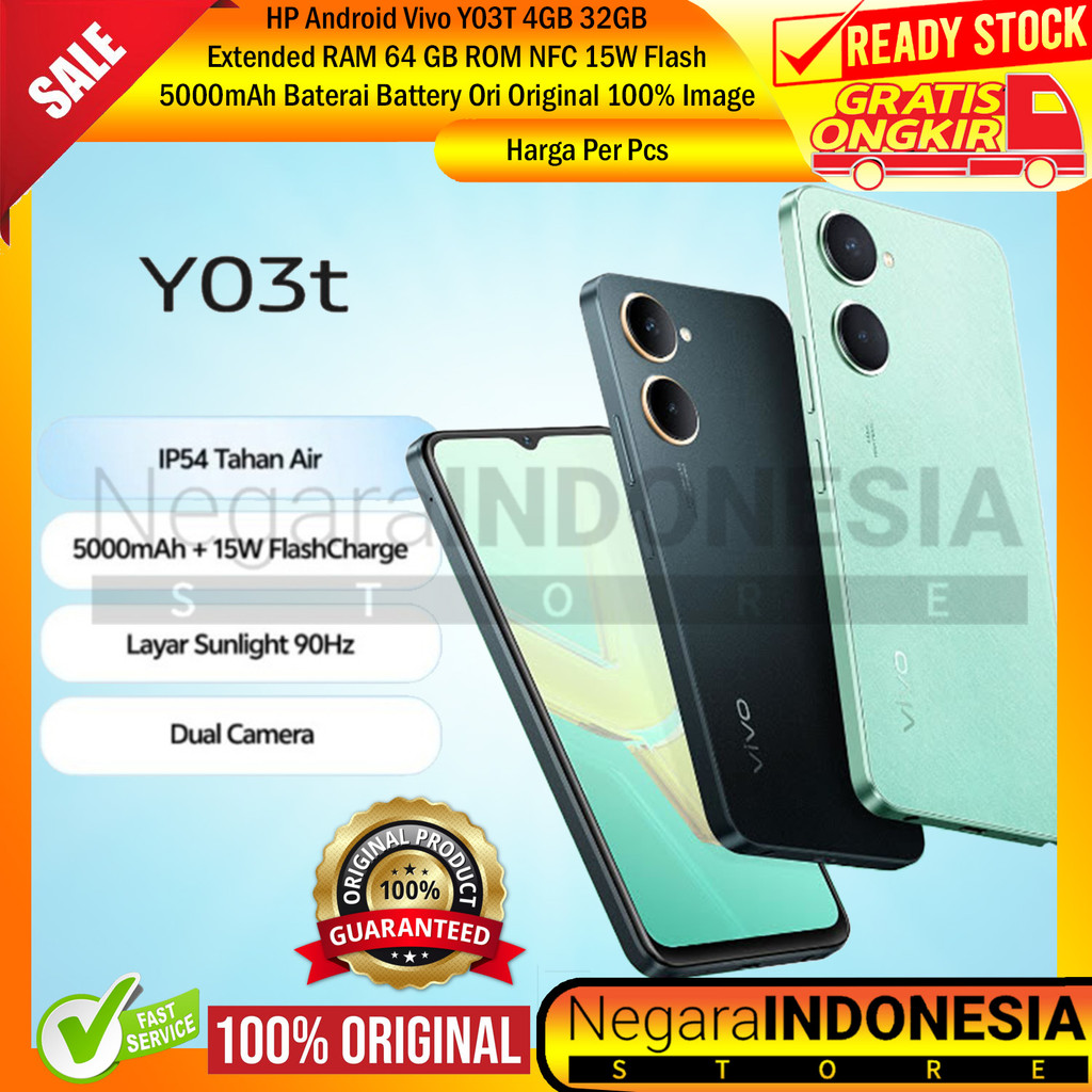 Jual Vivo Y03T 4/32GB 4/64GB RAM 4 64 GB AI Dual Camera 5000 mAh Android Smartphone HP Hape ...