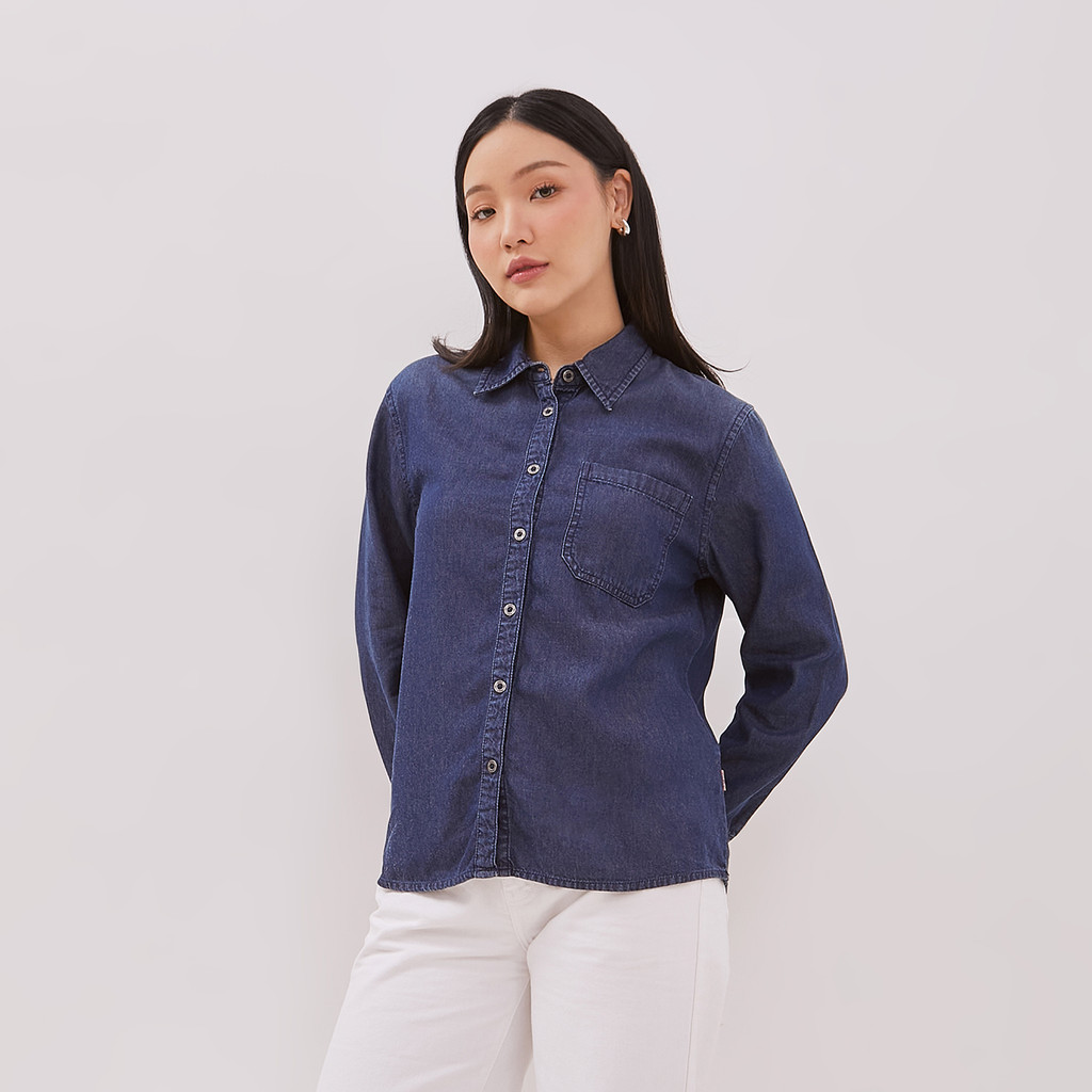 Jual DUST Kemeja Denim Maina Medium Dark Blue TENCEL™ (D.116456) | Shopee Indonesia