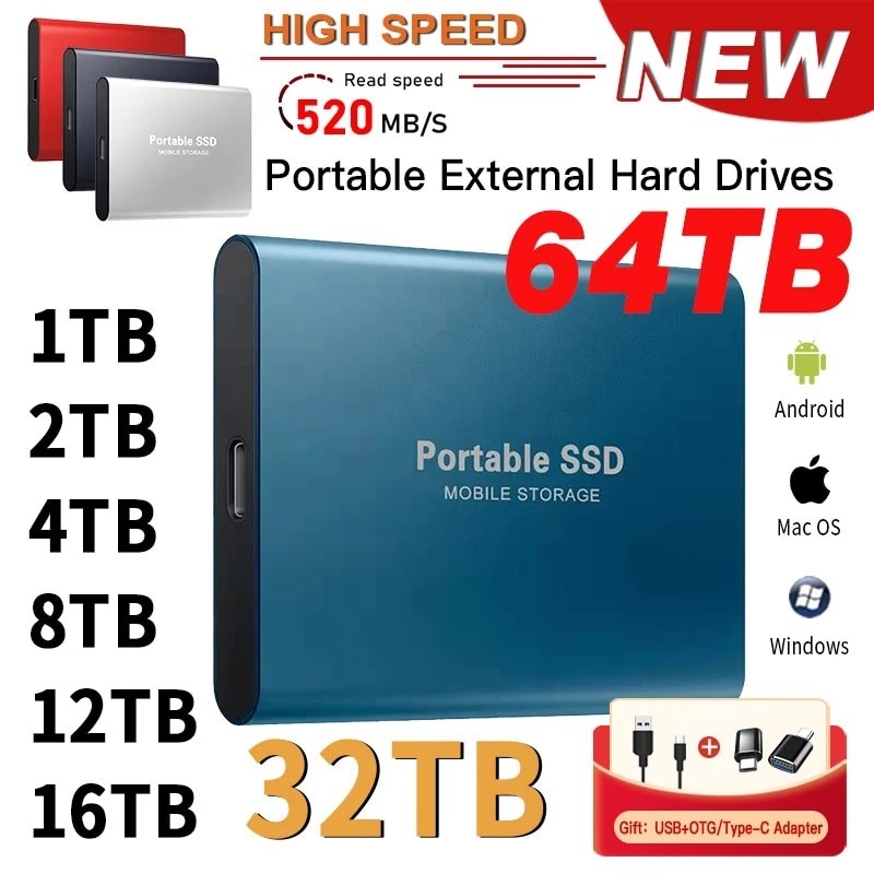 Jual Portable SSD 1TB External hard drive High-speed Mobile Solid State Drive 500GB External ...