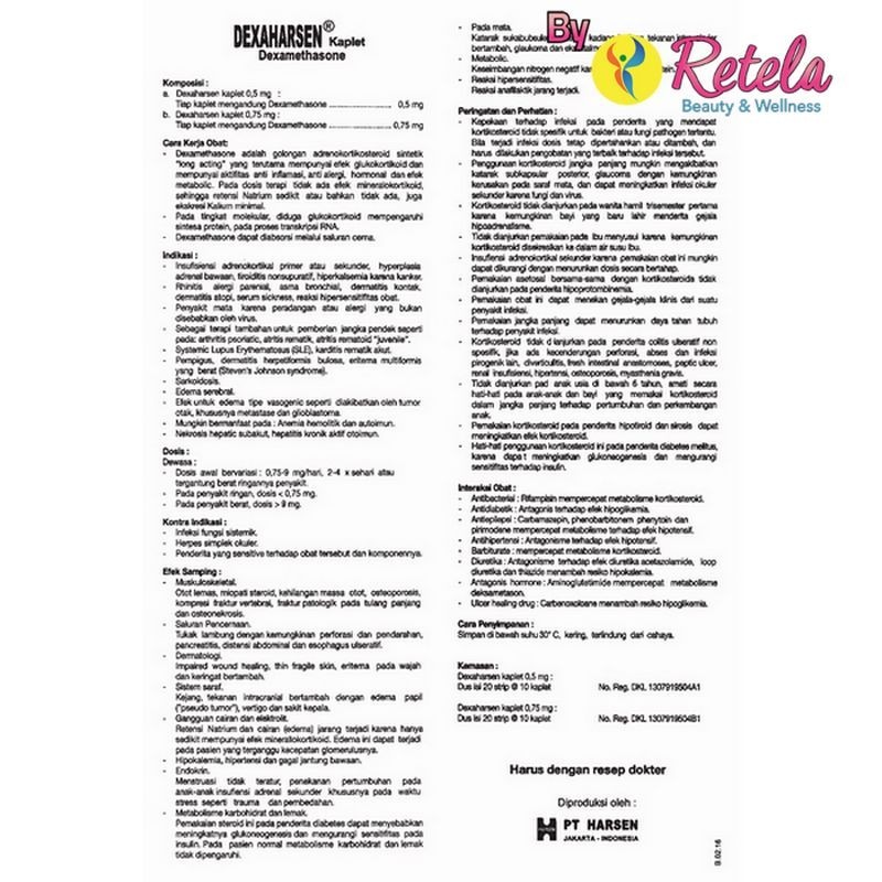 Jual DEXAHARSEN 0.75MG 1 STRIP 10 TABLET | Shopee Indonesia