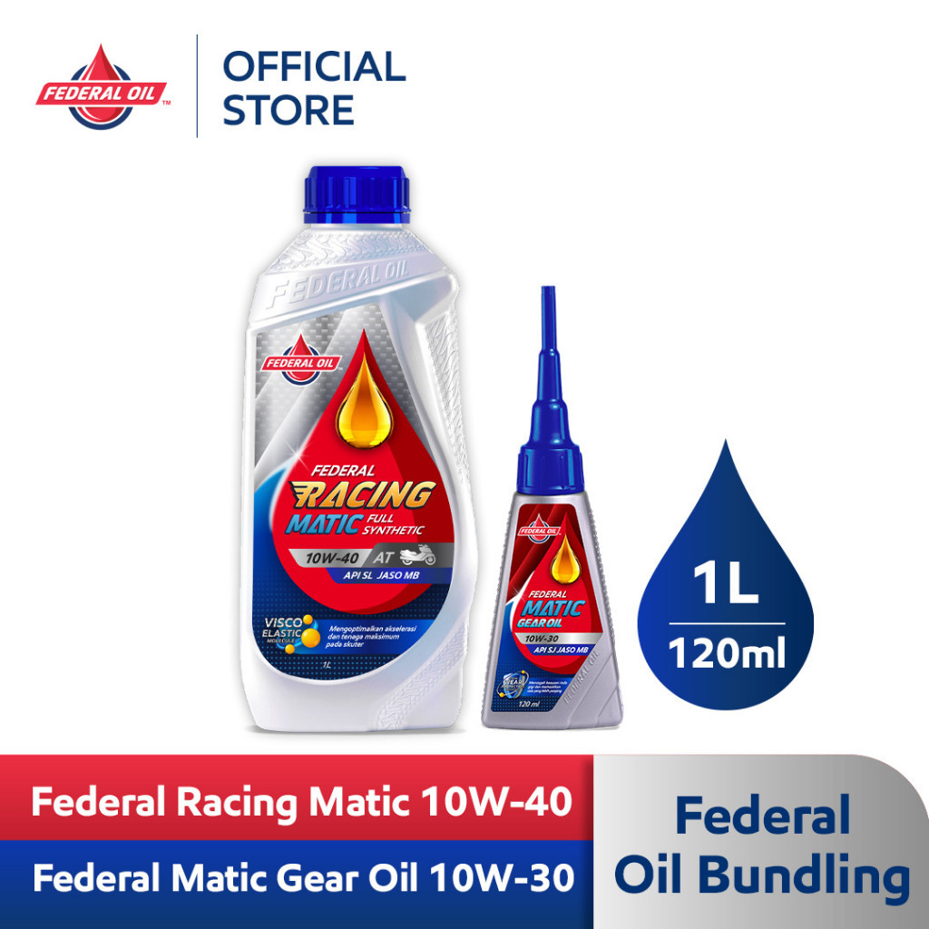 Jual FEDERAL OIL Racing Matic 10W-40 1L + Matic Gear Oil 10W-30 120ml ...