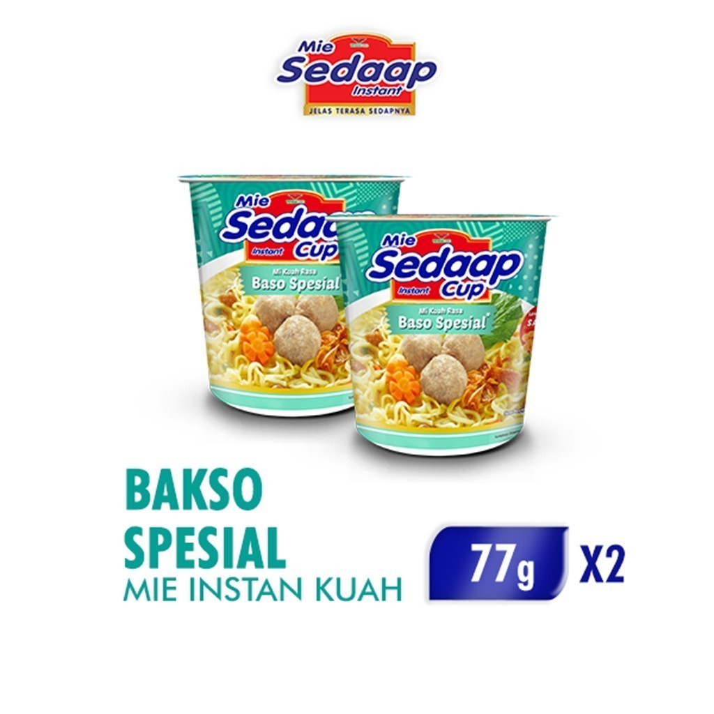 Jual Sedaap Mie Instan Cup Bakso Spesial 77 gr x2 | Shopee Indonesia