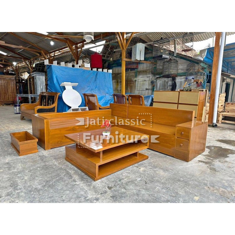 Jual (KURSI SUDUT BOX) kursi sudut minimalis modern (jati) | Shopee ...