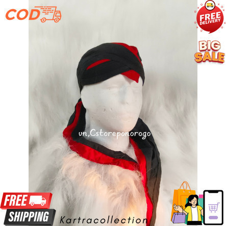 Jual BLANGKON LIPAT ALUSAN LIS MERAH & PUTIH / blangkon gus miftah ...
