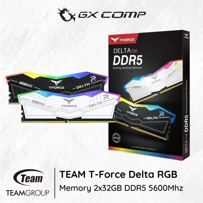 Jual TEAM TFORCE DELTA RAM LONGDIMM DDR5 64GB (32GBX2) PC5600 RGB BLACK ...