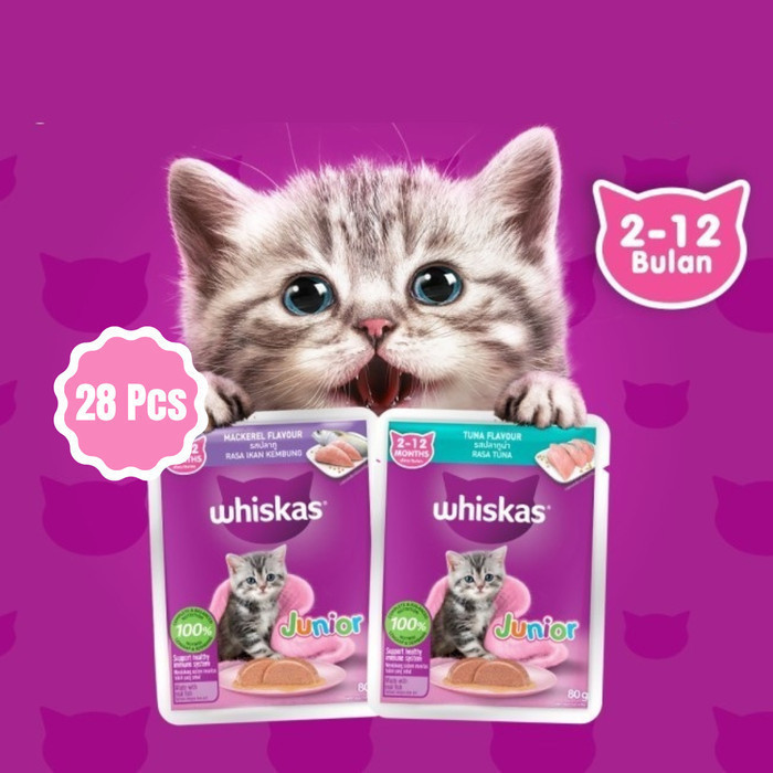 Jual Whiskas Pouch 1 Dus isi 28 Whiskas Junior Sachet 80gr - Makanan ...