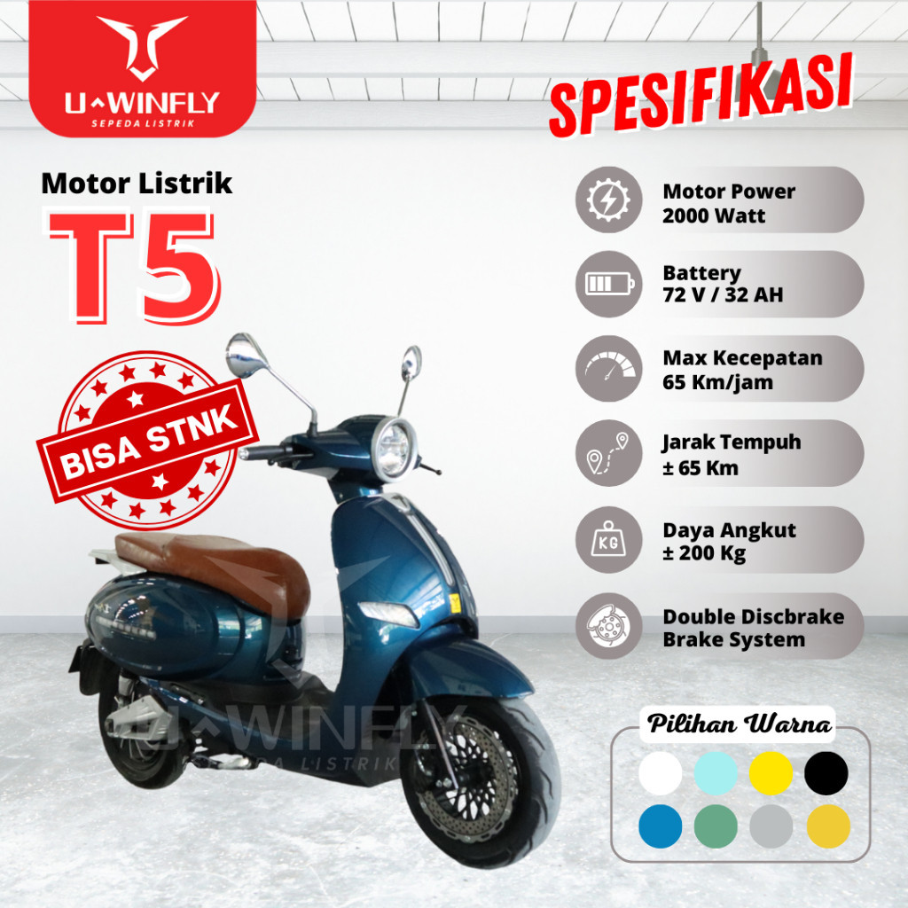 Jual (BONUS POMPA) Motor Listrik Uwinfly T5 (72V/20Ah) 2000W Vespa ...