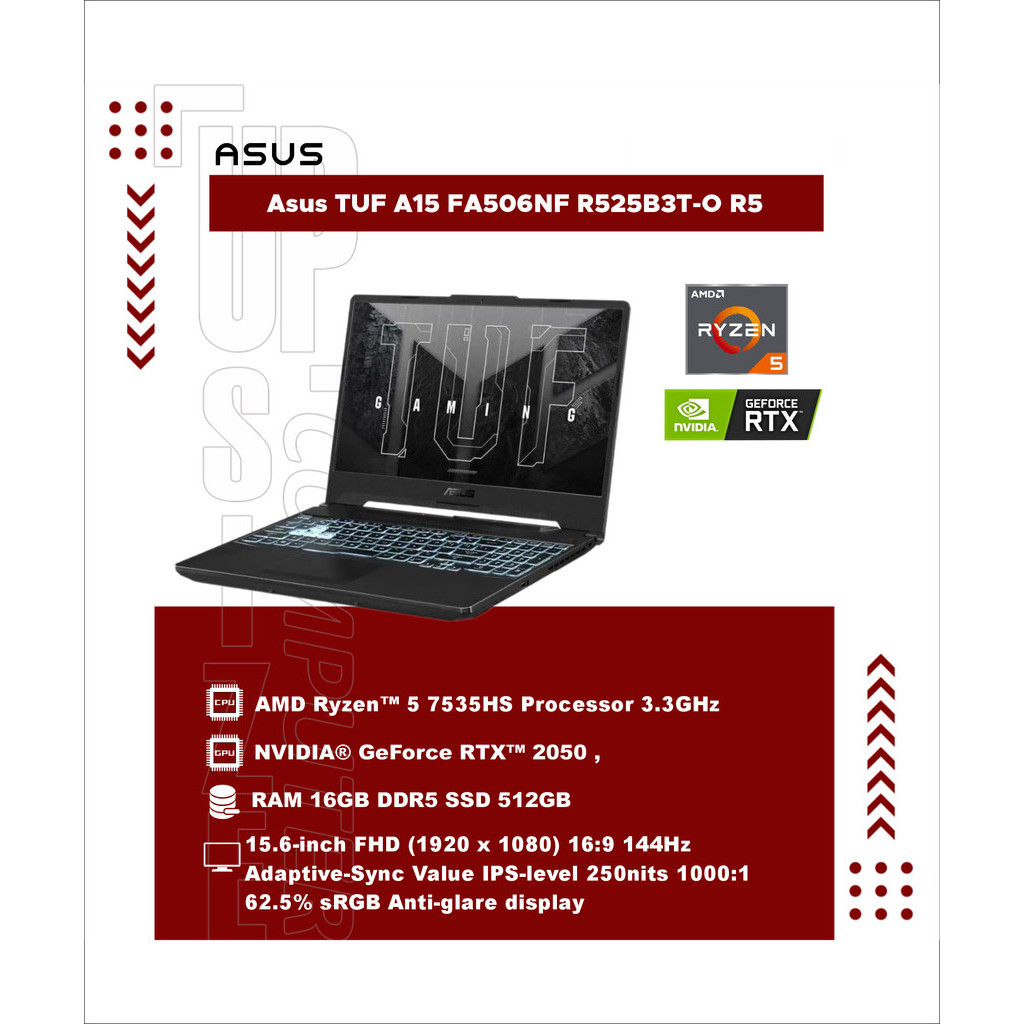 Jual Asus TUF A15 FA506NF R525B3T-O R5-7535HS 16GB 512SSD RTX2050 W11 ...
