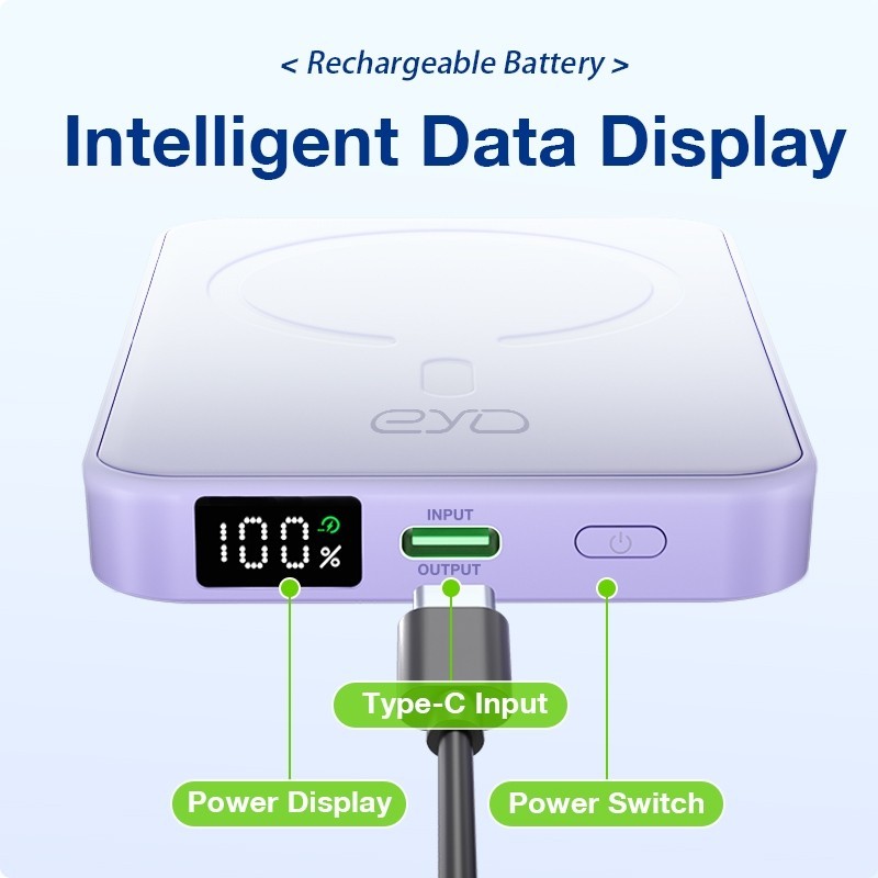 Jual TERBARU EYD JS36 10000mAh Magnetic Powerbank Wireless PD22.5W Fast ...