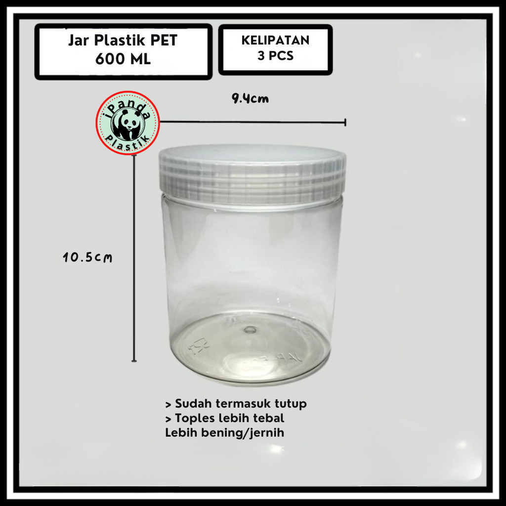 Jual Toples Tabung Plastik 400 500 800 1000 ml Toples jar PET Tebal ...