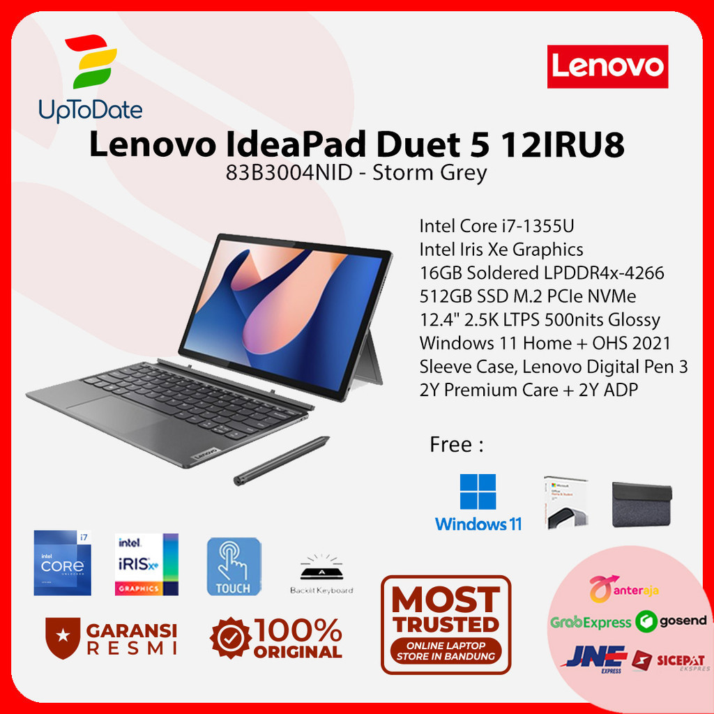 Jual Lenovo IdeaPad Duet 5 12IRU8 4NID Core i7-1355U 16GB 512GB W11+OHS21 | Shopee Indonesia