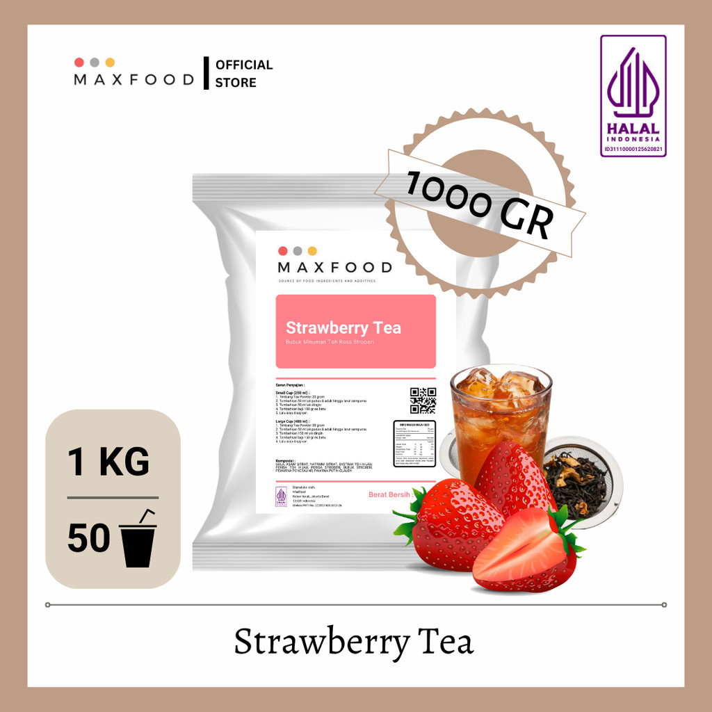 Jual MAXFOOD - Strawberry Tea / Bubuk Minuman Rasa Teh Strawberry 1 KG ...