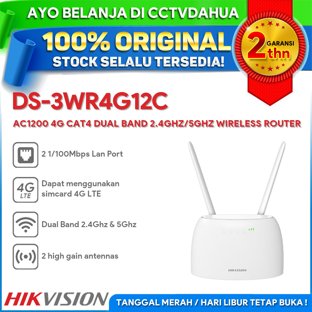 Jual HIKVISION DS-3WR4G12C AC1200 4G LTE CAT4 DUAL BAND 2.4GHZ/5GHZ ...