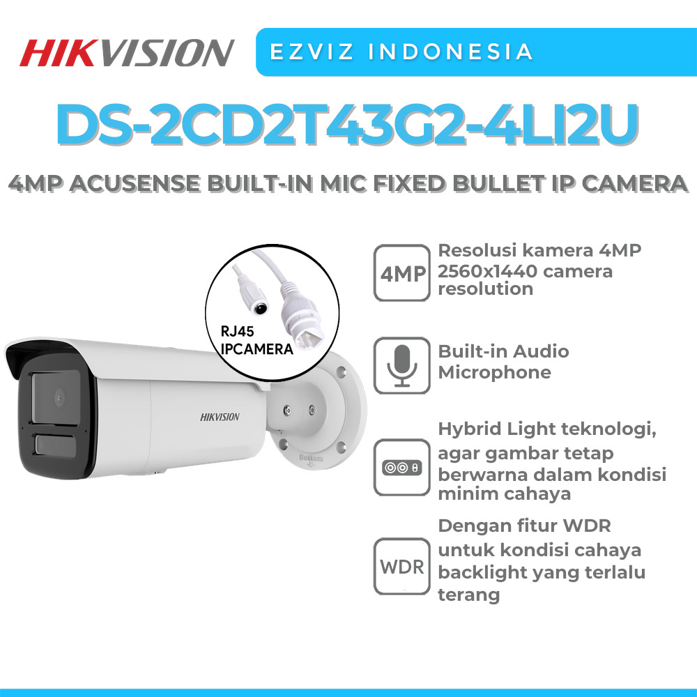 Jual HIKVISION DS-2CD2T43G2-4LI2U 4MP ACUSENSE SMART HYBRID LIGHT BUILT-IN MIC MICROSD UPTO ...