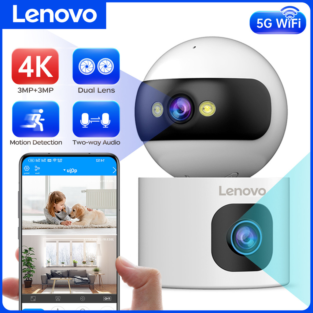 Jual Lenovo 4K IP Camera 5G WiFi Dual Lens Smart Home Auto Tracking ...