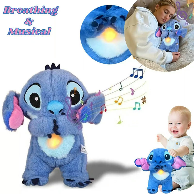 Jual Disney Stitch Angel Kawaii Baby Breathing Plush Toy Doll Sound and ...