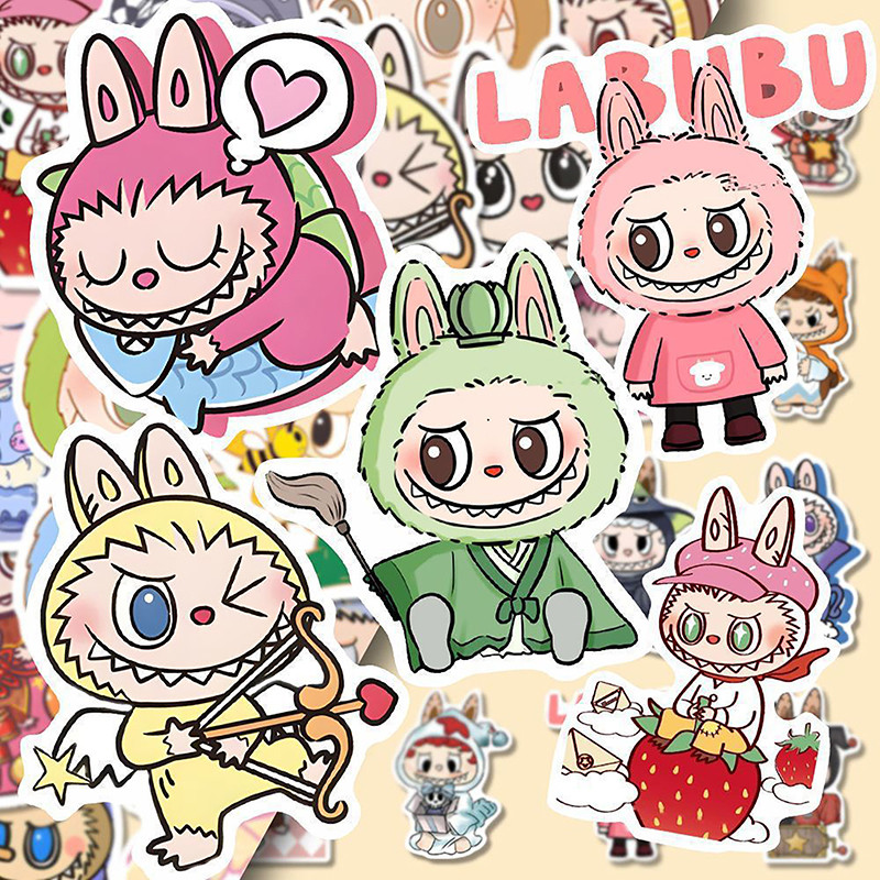 Jual 80Pcs New Labubu Monster Cartoon Waterproof Stickers Pack Cute ...