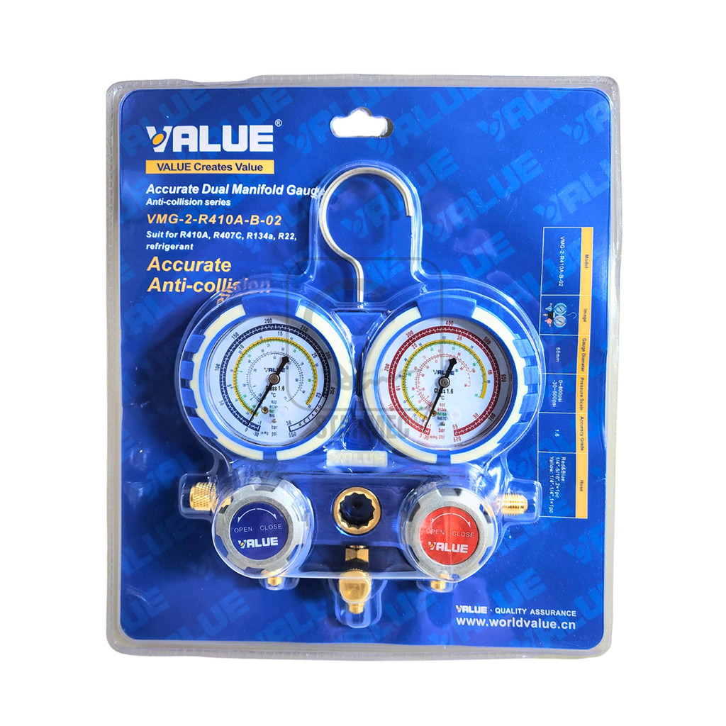 Jual Manifold AC Value R410A/R32 + Selang R410A Double VMG-2-R410A-B-02 ...