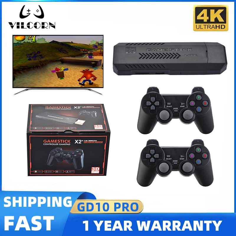 Jual GD10 Video Game Stick 4K Console 2.4G Double Wireless Controller ...