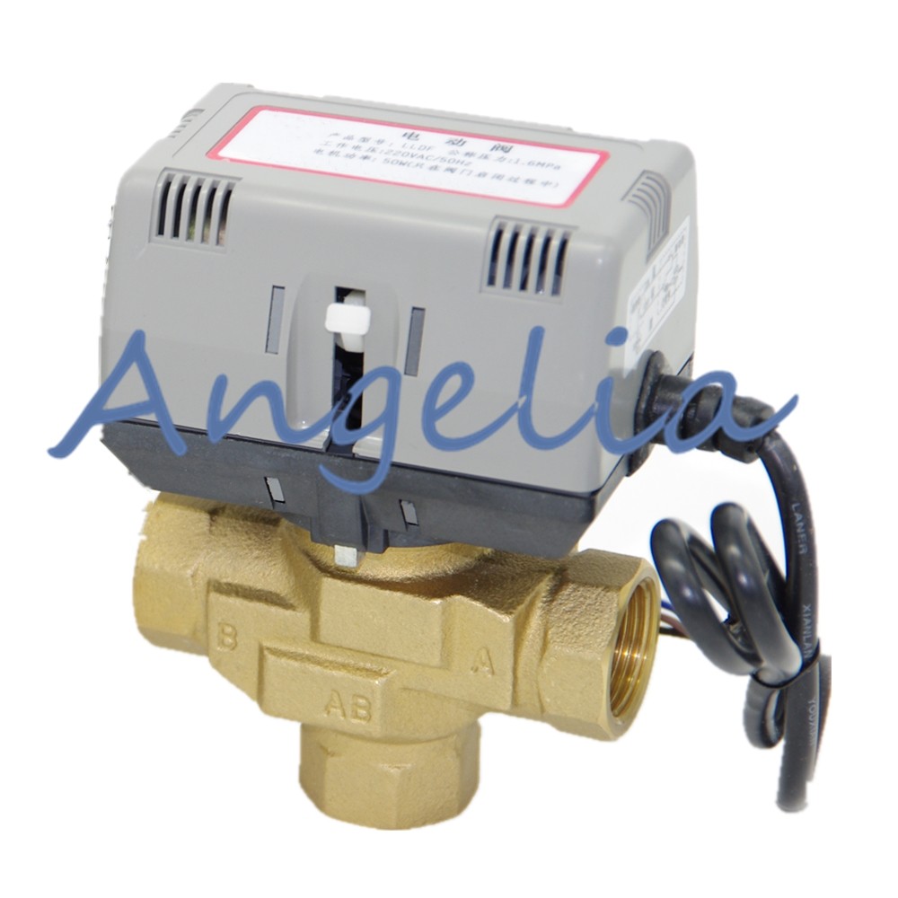 Jual AC220V 1/2" BSP DN15 Brass 3 Way Motorized Valve Electrical ...