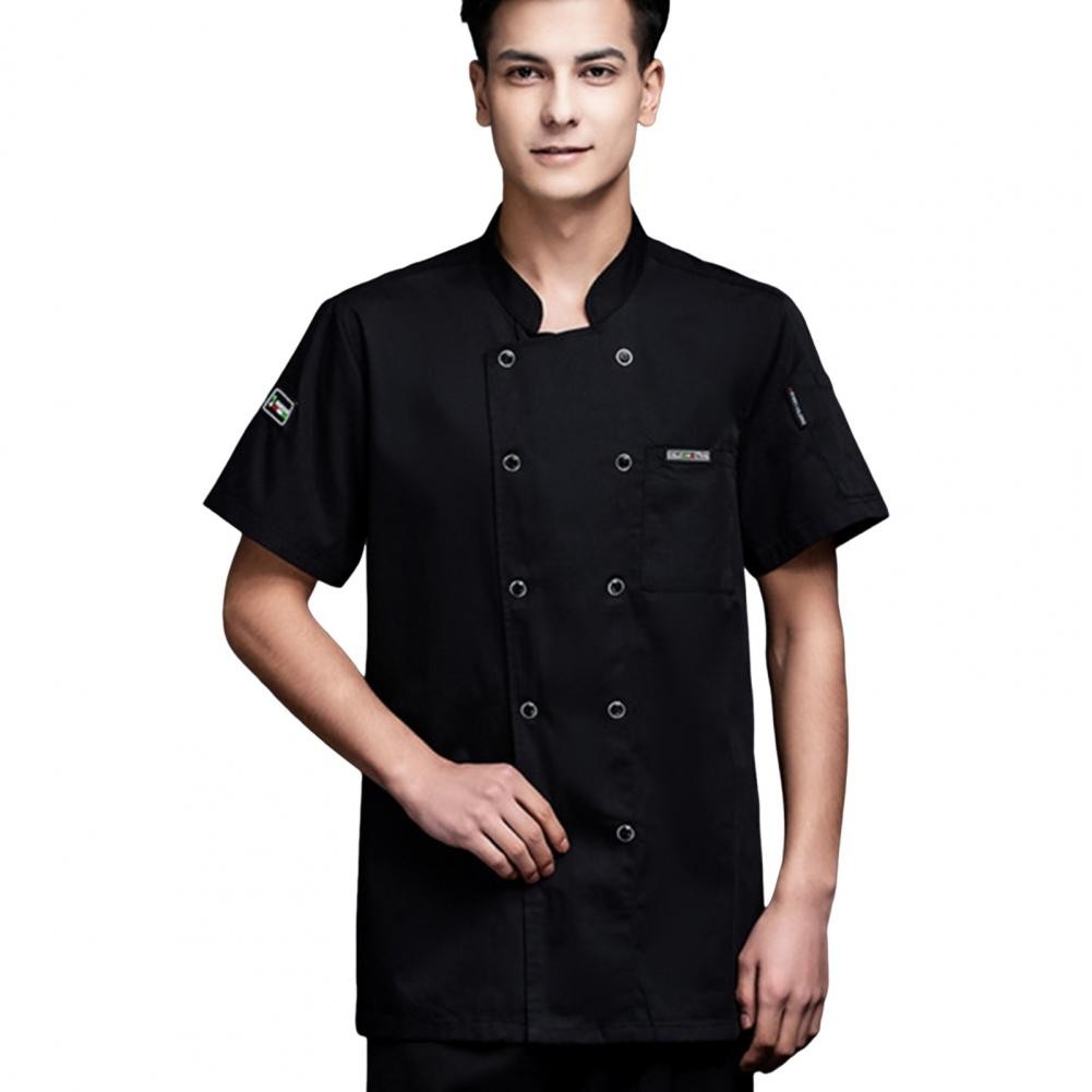 Jual Chef Top Breathable Stain-resistant Chef Shirt with Stand Collar ...