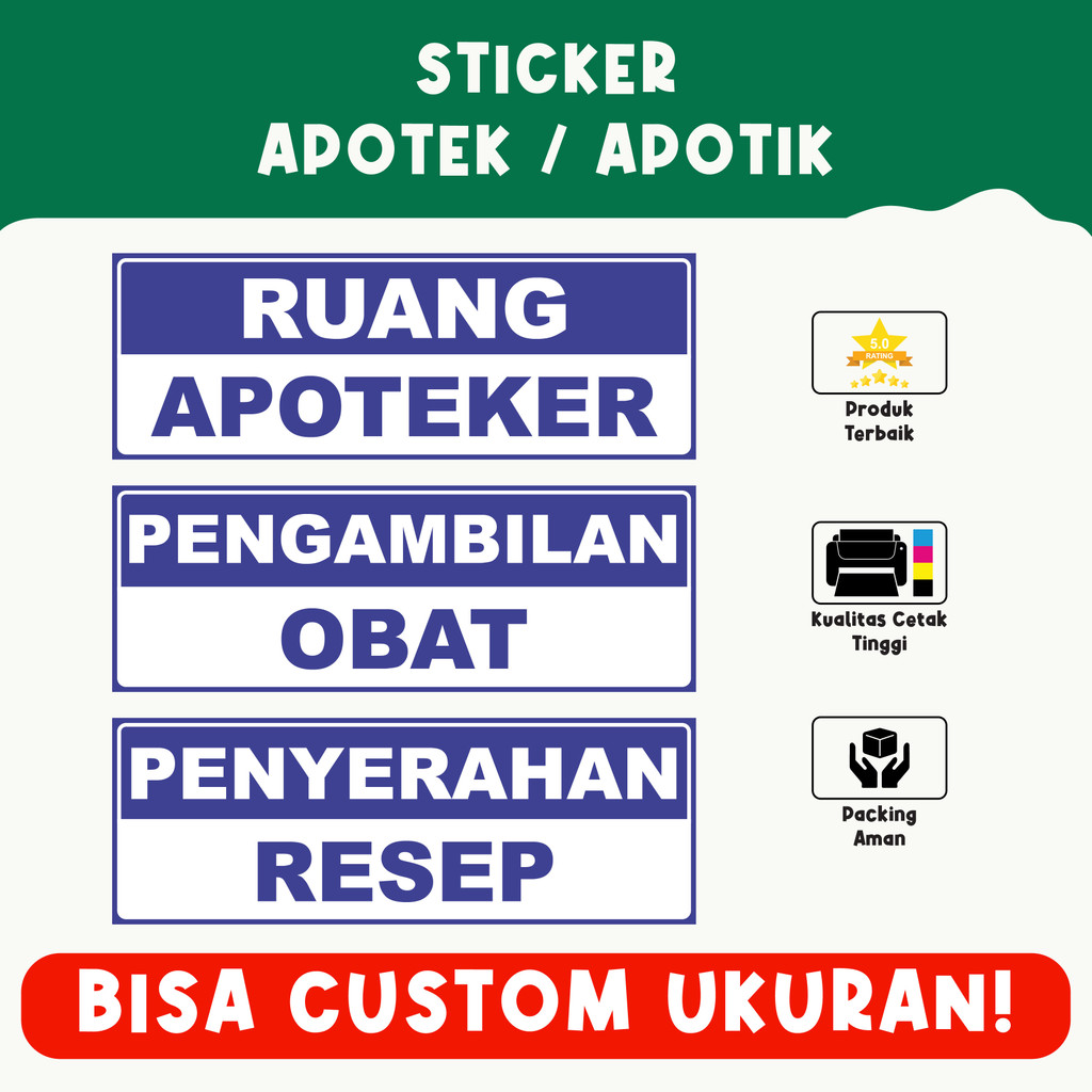 Jual Sticker Apotek / Apotik – Penanda Ruang dan Layanan, Bisa Custom ...