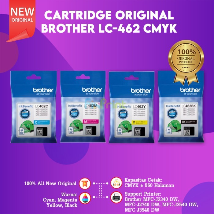 Jual Brother Ink LC-462 BK/C/M/Y for MFC-J3540DW Tinta LC462 Original ...