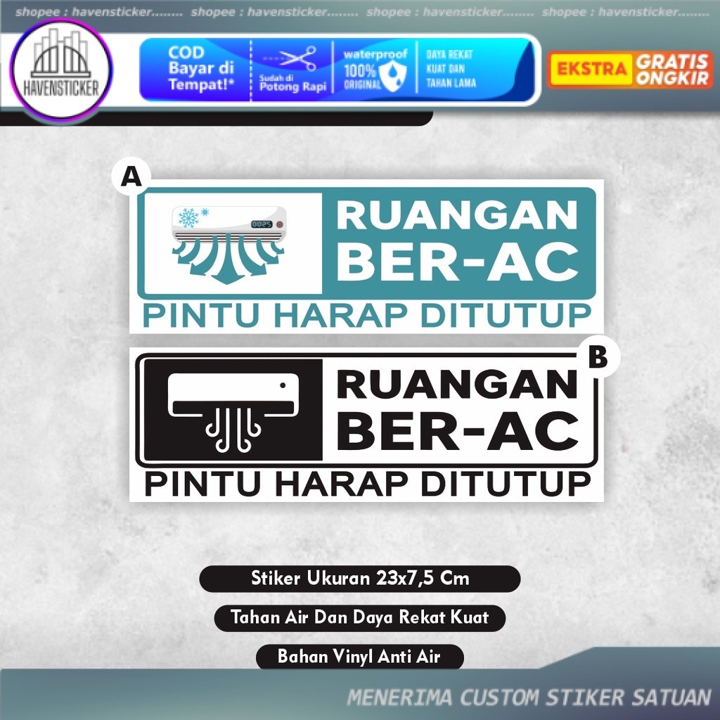 Jual Sticker Ruangan Ber Ac pintu harap ditutup - Stiker Ruangan AC ...