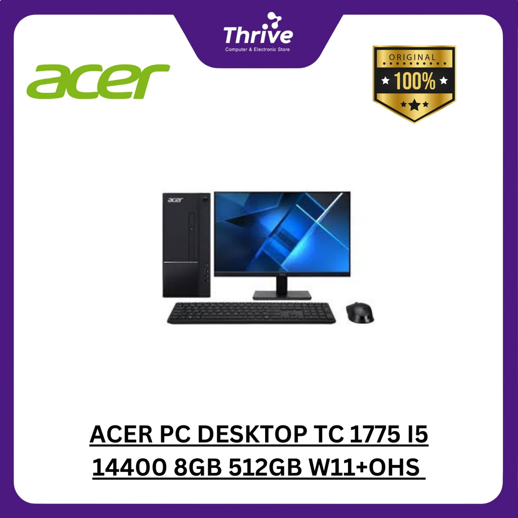 Jual ACER PC DESKTOP TC 1775 I5 14400 8GB 512GB W11+OHS +LED 21.5 ...