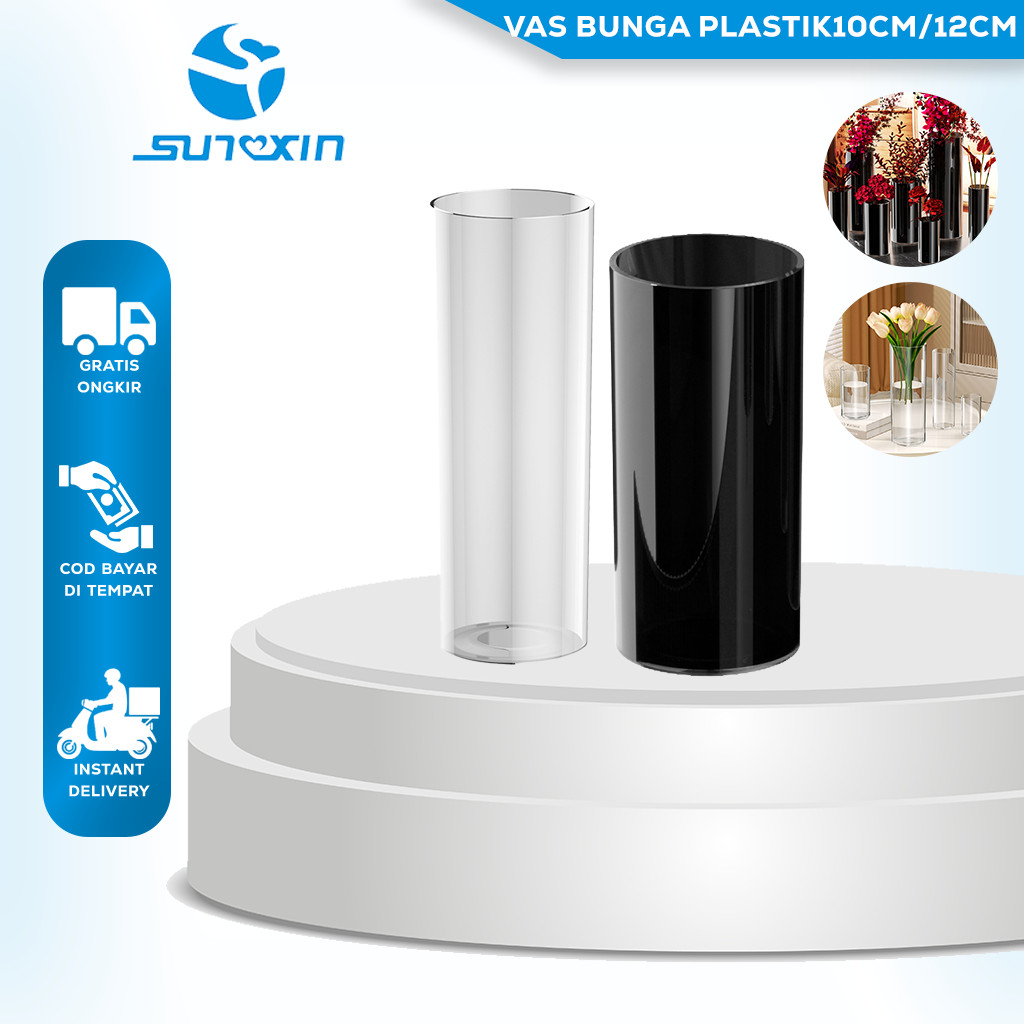 Jual SUNXIN VAS BUNGA PLASTIK BENING Diameter 10CM/12CM E05/ VAS ...