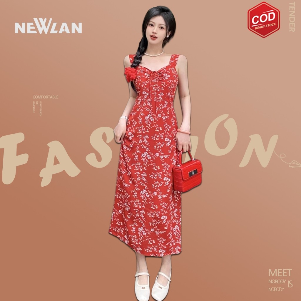 Jual Newlan QZ221 Long Dress Daster Kekinian Dress Kerut Bali Panjang ...