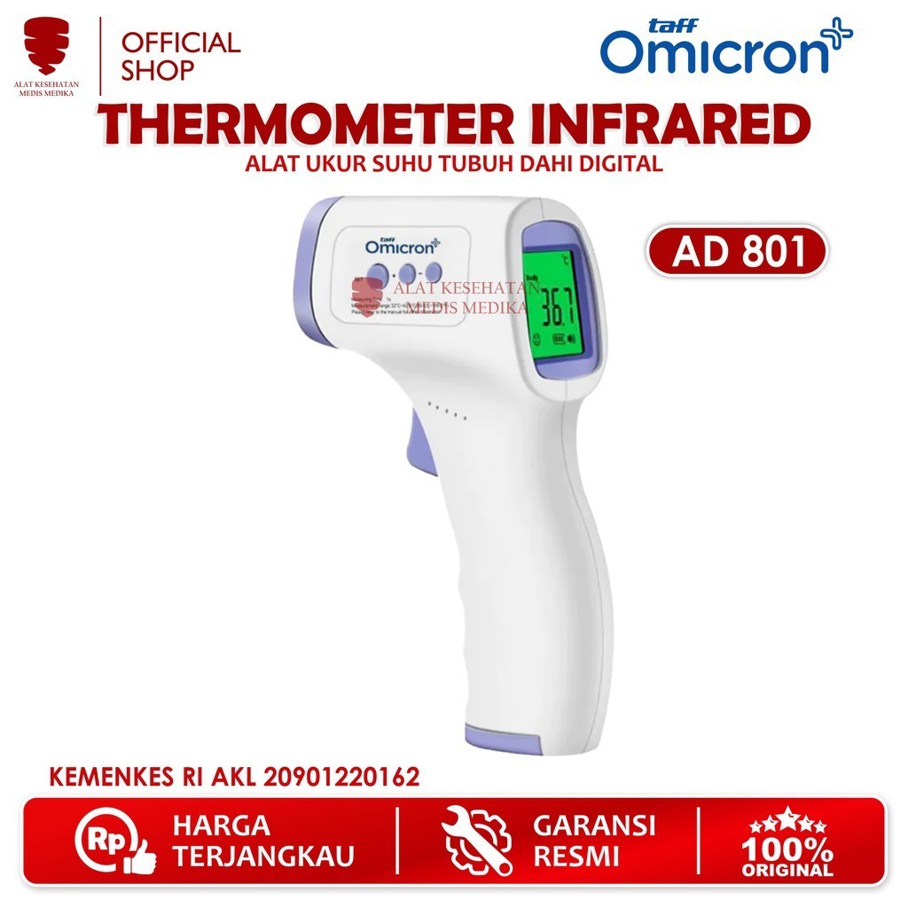 Jual Taff Omicron Thermometer Infrared AD 801 Pengukur Cek Ukur Suhu ...
