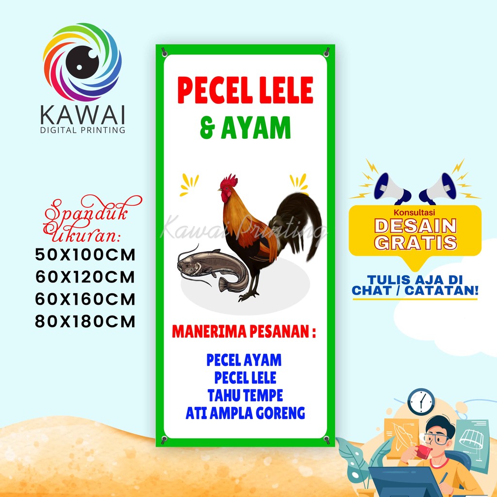 Jual SPANDUK / BANNER Jualan Pecel Lele Dan Ayam Design Outdoor ...