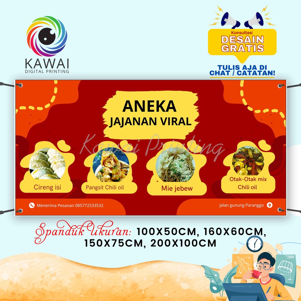 Jual Spanduk Banner MMT Jajanan Viral Oren Rekuest 200x100 Cm | Shopee ...