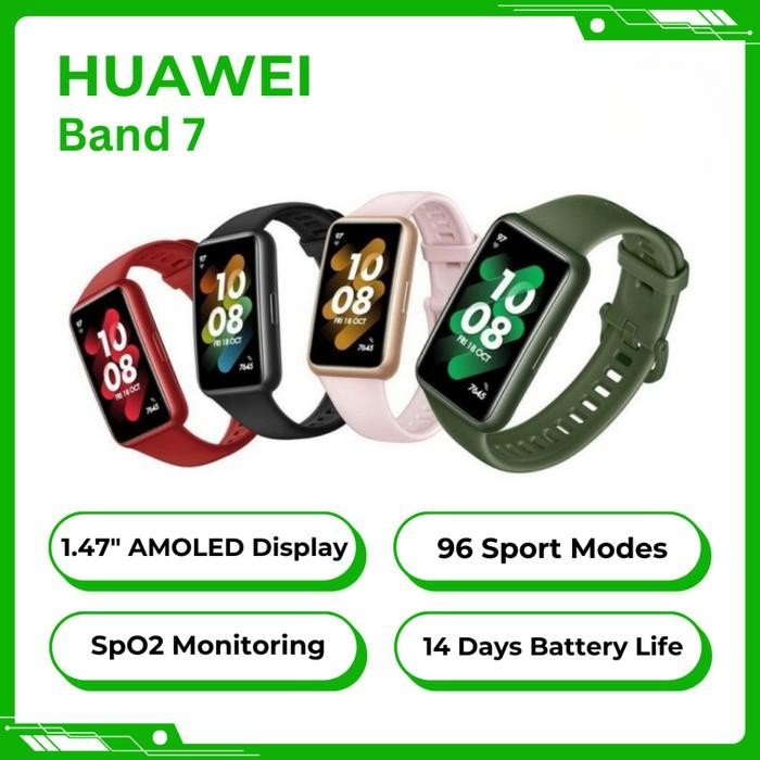 Jual Huawei Band 7 Smart Band 1.47 inch AMOLED Display 96 Sport Modes ...