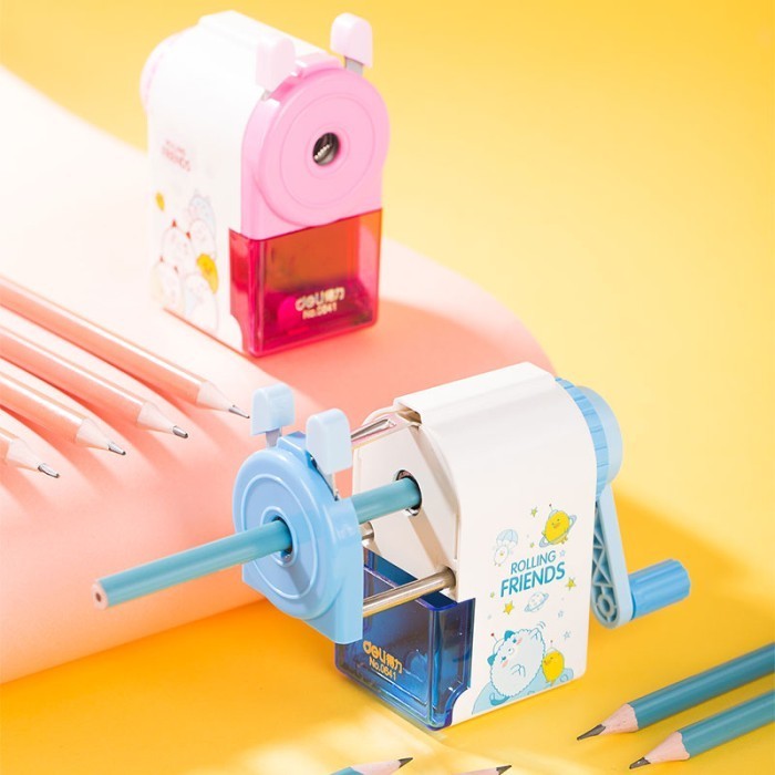 Jual Deli Rautan Pensil Putar / Rotary Pencil Sharpener Pink Biru Lucu ...