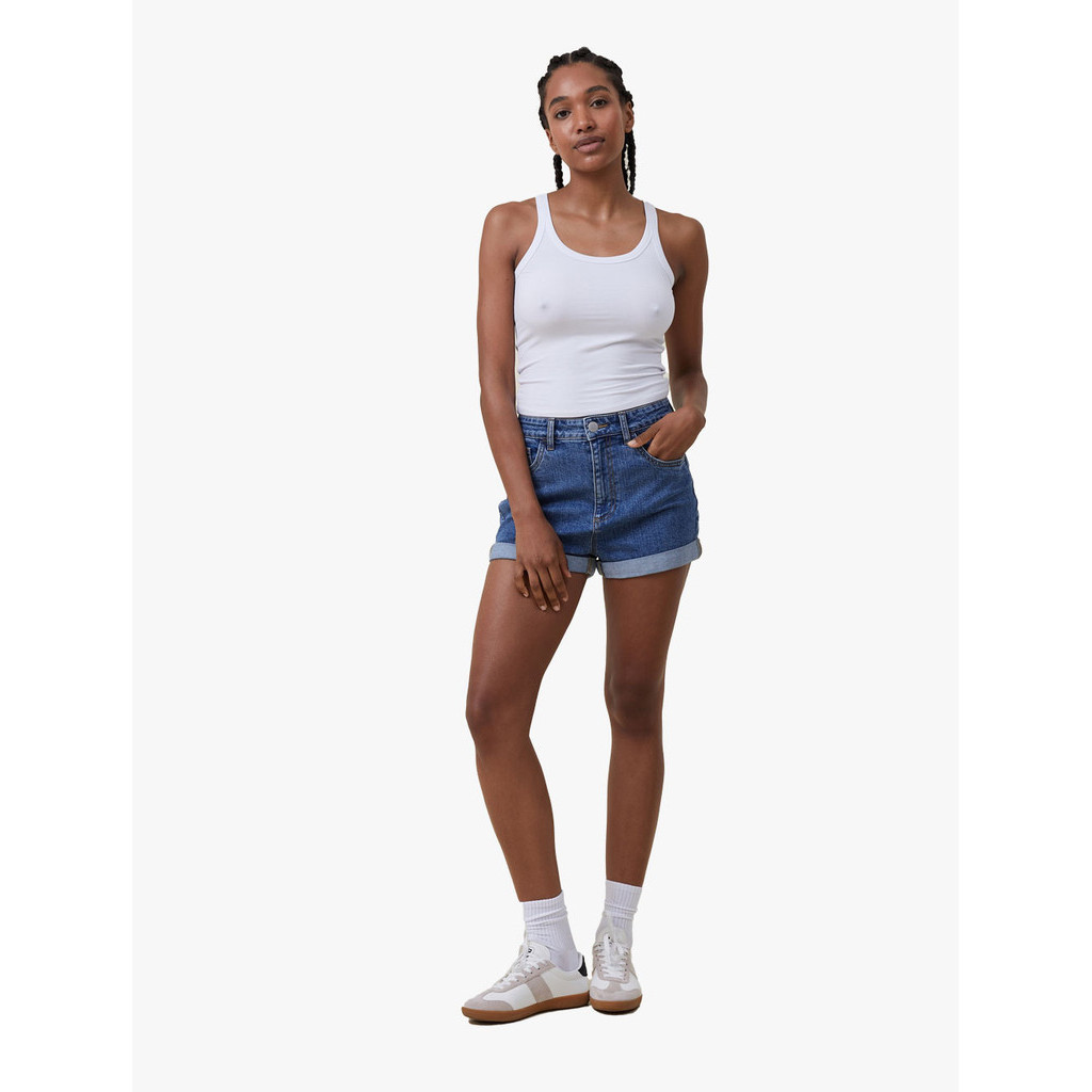 Jual Cotton On - High Rise Classic Stretch Denim Short | Shopee Indonesia