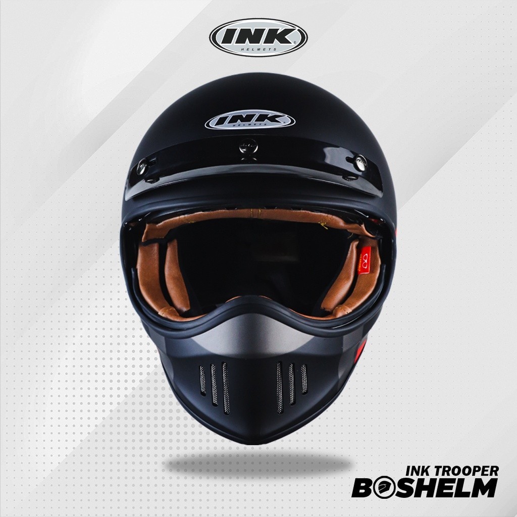 Jual Boshelm Helm Ink Trooper Borderline Hitam Doff Red Helm Full Face ...
