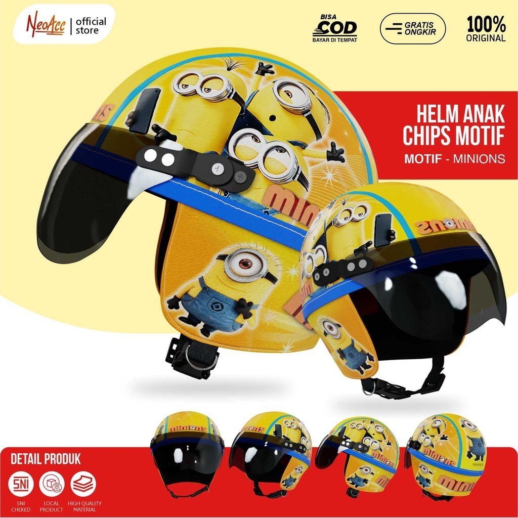 Jual Helm Anak Retro Lucu Karakter Minions Untuk Usia 1 - 4 Tahun ...