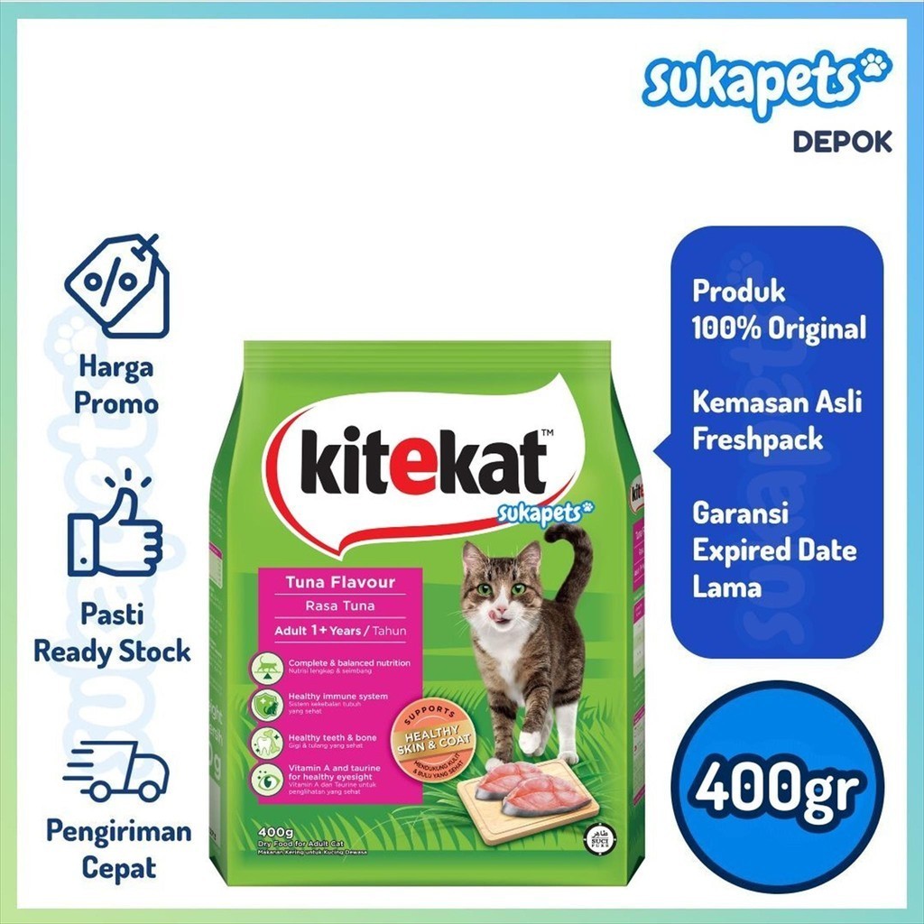 Jual Kitekat Adult Cat Dry Food Tuna Makanan Kucing Kering 400gr ...