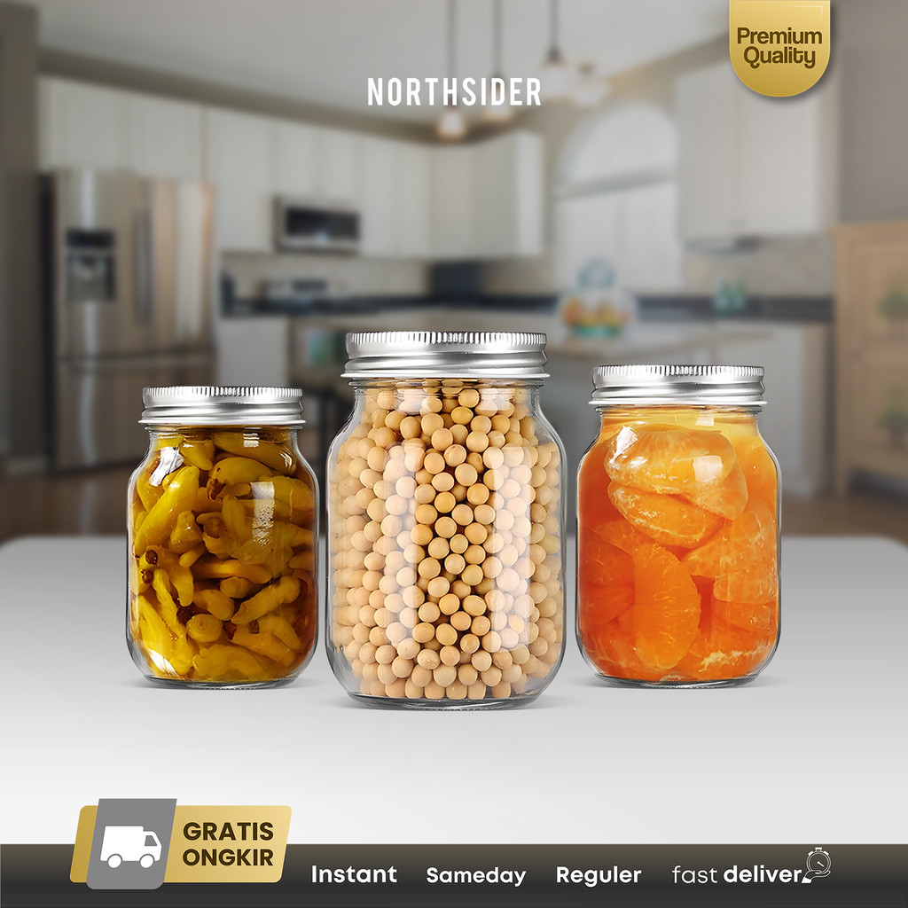 Jual Mason Jar Toples kaca tutup aluminium Botol madu minuman dingin ...