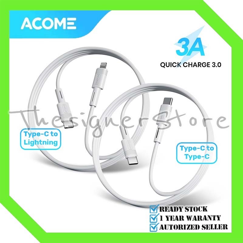 Jual ACOME Kabel Data PD Type C to Type C / Type C to Lightning Data ...