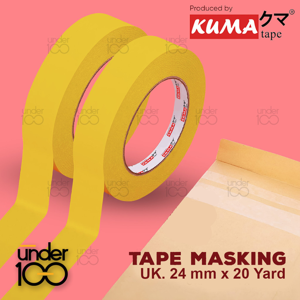 Jual Under100 Kuma Masking Tape Lakban Kertas Warna Kuning 24 mm x 20 ...