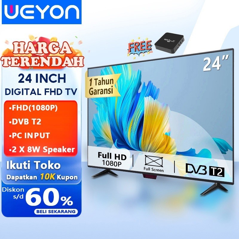 Jual Weyon Sakura TV LED 24 inch HD Ready Smart TV Televisi With STB(SMART-S24B) | Shopee Indonesia