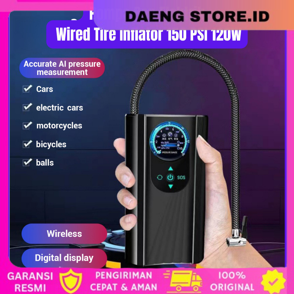 Jual DAENG STORE.ID-Pompa Ban motor dan mobil electric portable 150 PSI 120W Pompa Ban ...